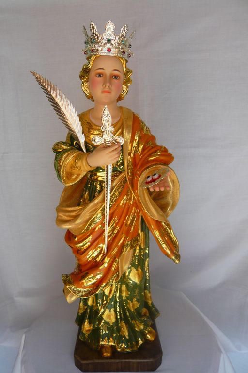 Santa Lucía en madera y oro - Artesanías Ecuatorianas
